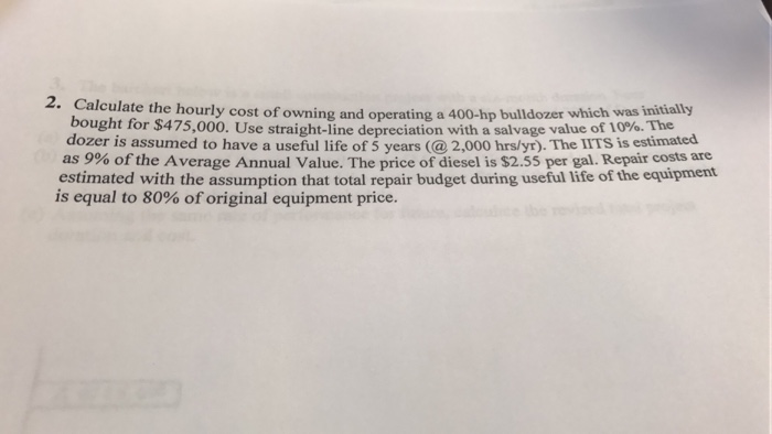 Solved Calculate the hourly cost of owning and operating a | Chegg.com