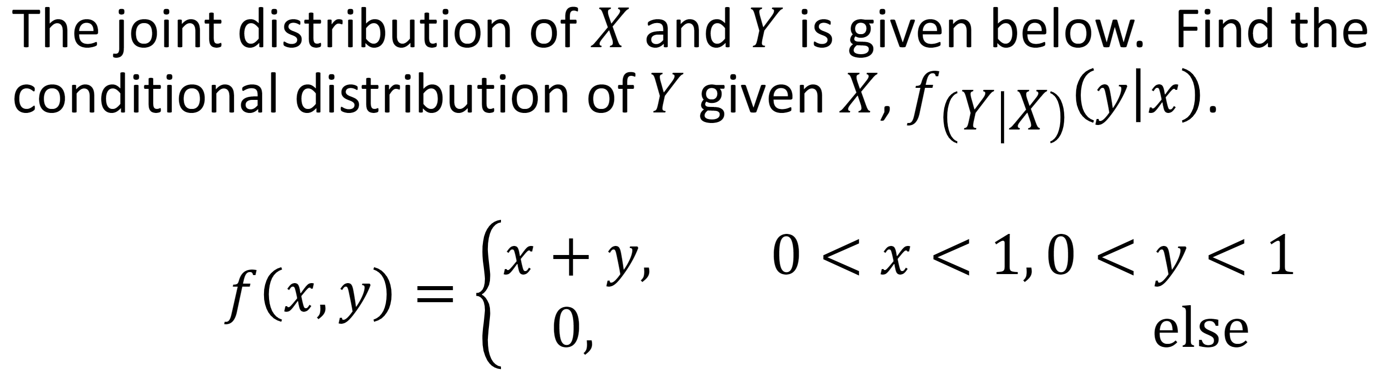 Solved The joint distribution of X and Y is given below. | Chegg.com