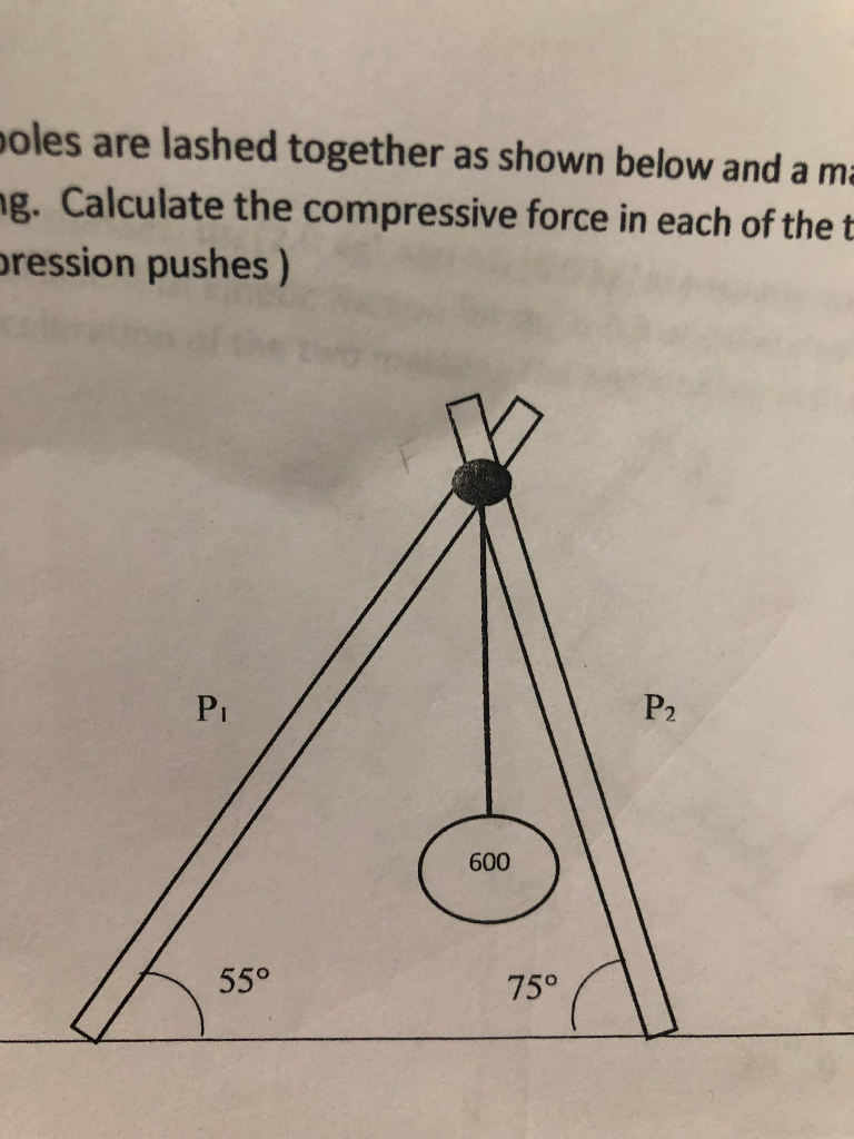 Solved Two poles are lashed together as shown below and a | Chegg.com