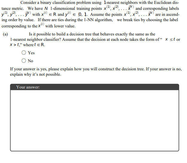 Solved Consider a binary classification problem using | Chegg.com