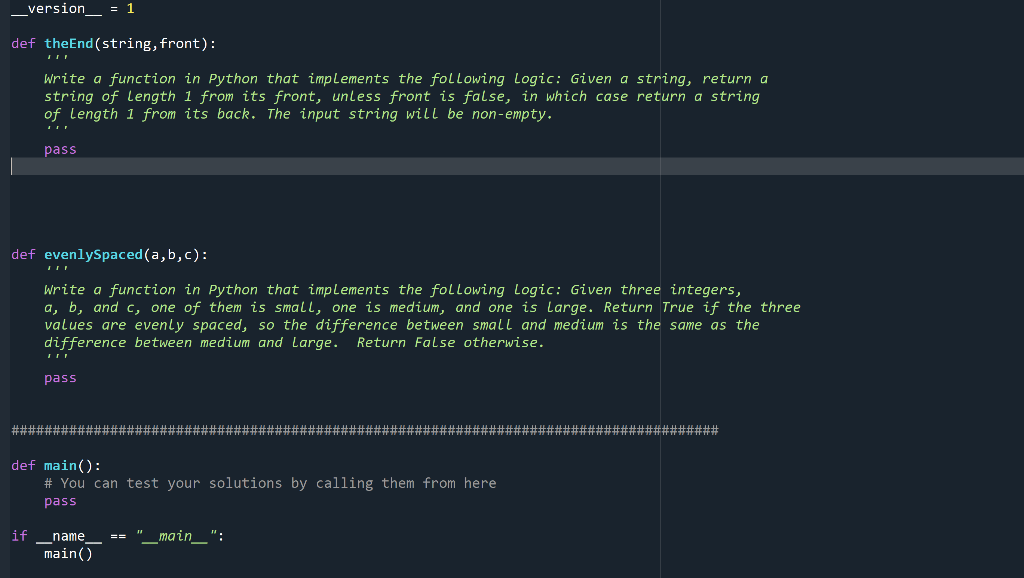 Solved _version__ = 1 def theEnd(string, front): Write a | Chegg.com