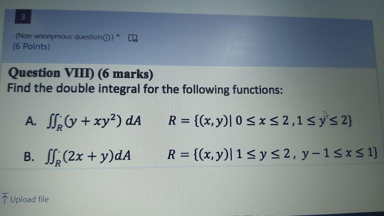 Solved 3 (Non-anonymous question)* (6 Points) Question VIII) | Chegg.com