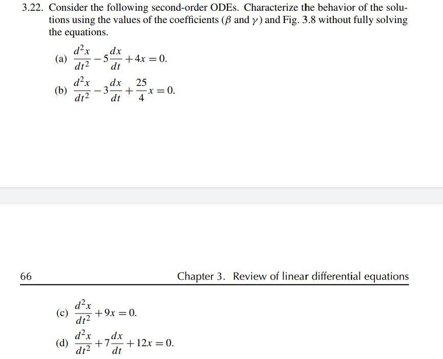 3.22. Consider the following second-order ODEs. | Chegg.com