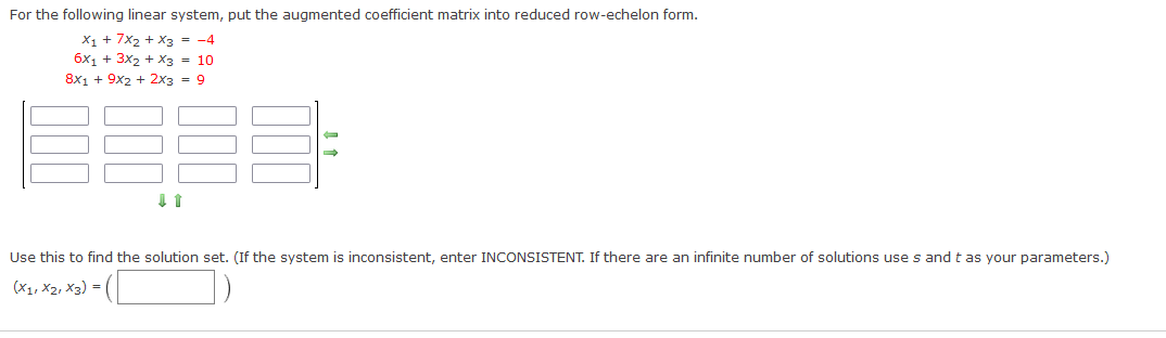 Solved For the following linear system, put the augmented | Chegg.com