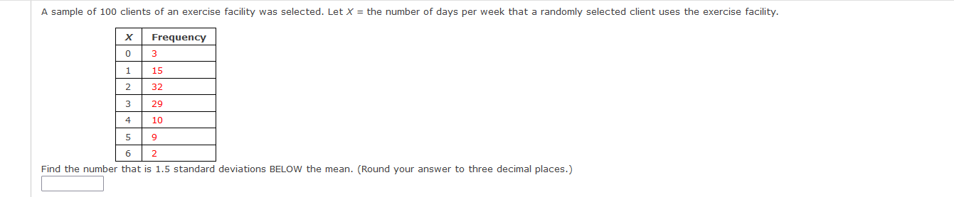 Solved Find the number that is 1.5 standard deviations BELOW | Chegg.com