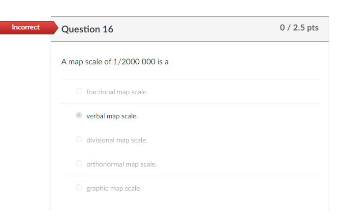 Solved A map scale of 1/2000000 is a fractional map scale. | Chegg.com