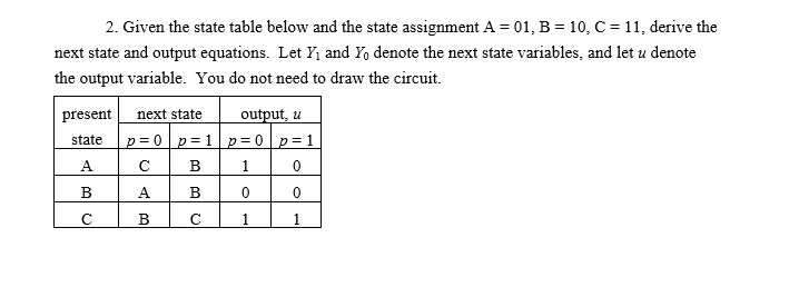Solved 2 Given The State Table Below And The State 