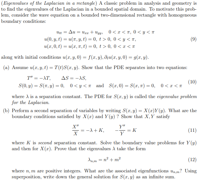 Solved (Eigenvalues of the Laplacian in a rectangle) A | Chegg.com