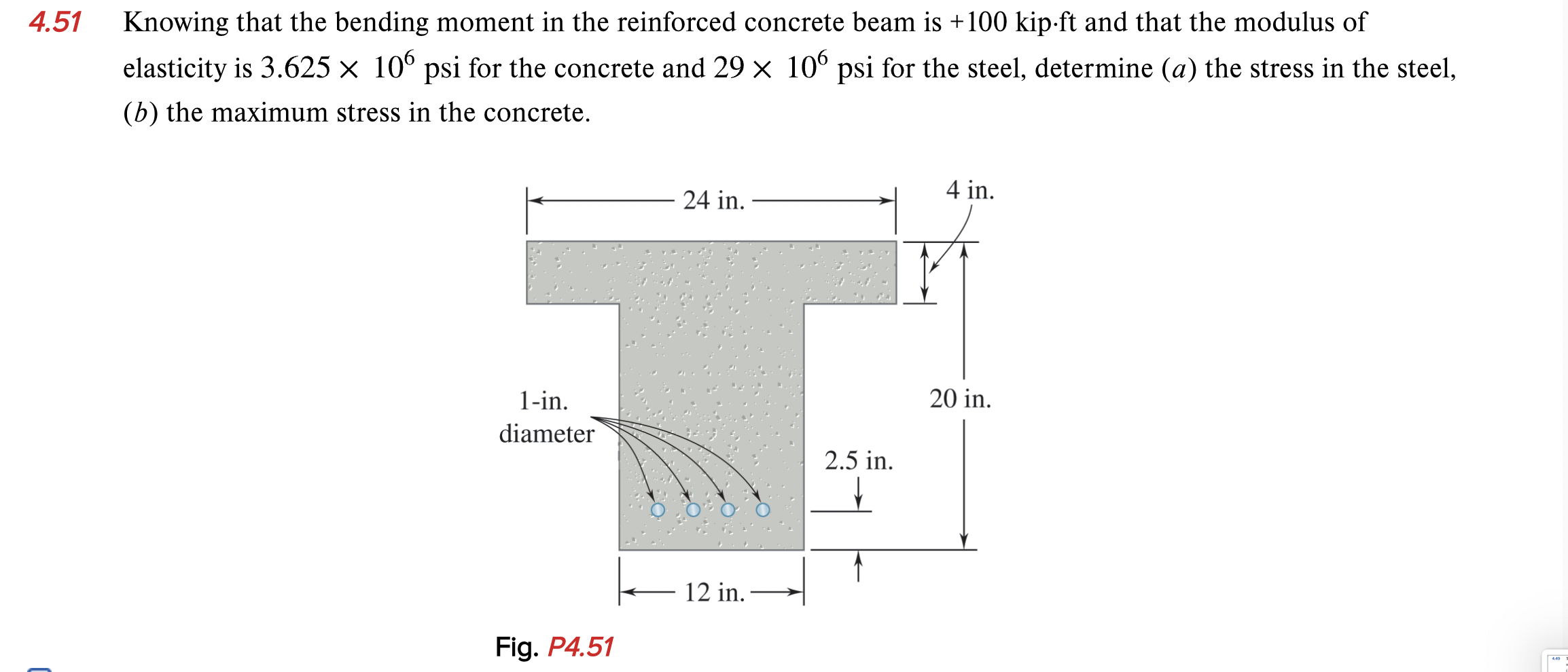 Solved 51 Knowing that the bending moment in the reinforced | Chegg.com