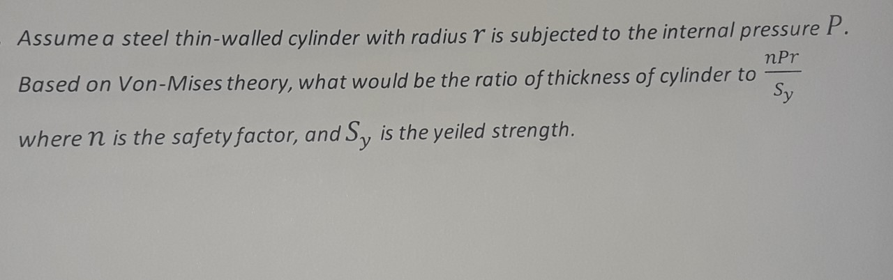 Solved Assume a steel thin-walled cylinder with radius r is | Chegg.com