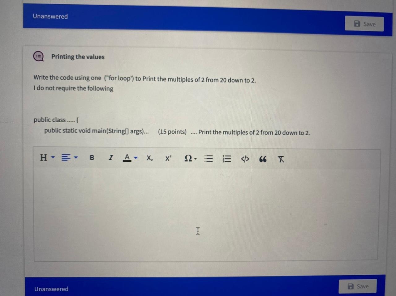 Solved Write the FULL PROGRAM using ("a nested for loop"). | Chegg.com