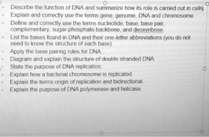 Solved O: Describe the function of DNA and summarize how its | Chegg.com