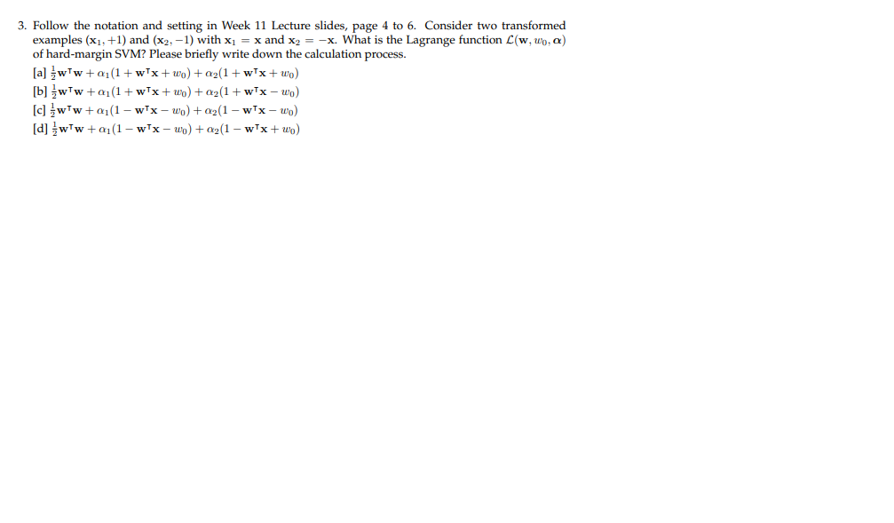 3. Follow the notation and setting in Week 11 Lecture | Chegg.com
