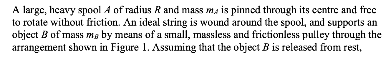 Solved A large, heavy spool A of radius R and mass ma is | Chegg.com