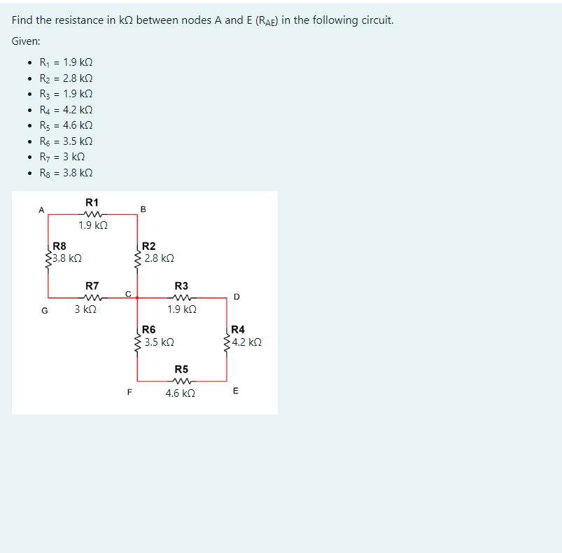 Solved Find the resistance in kΩ ﻿between nodes A and E(RAE) | Chegg.com
