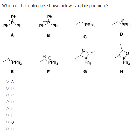 Solved Which of the molecules shown below is a phosphonium? | Chegg.com