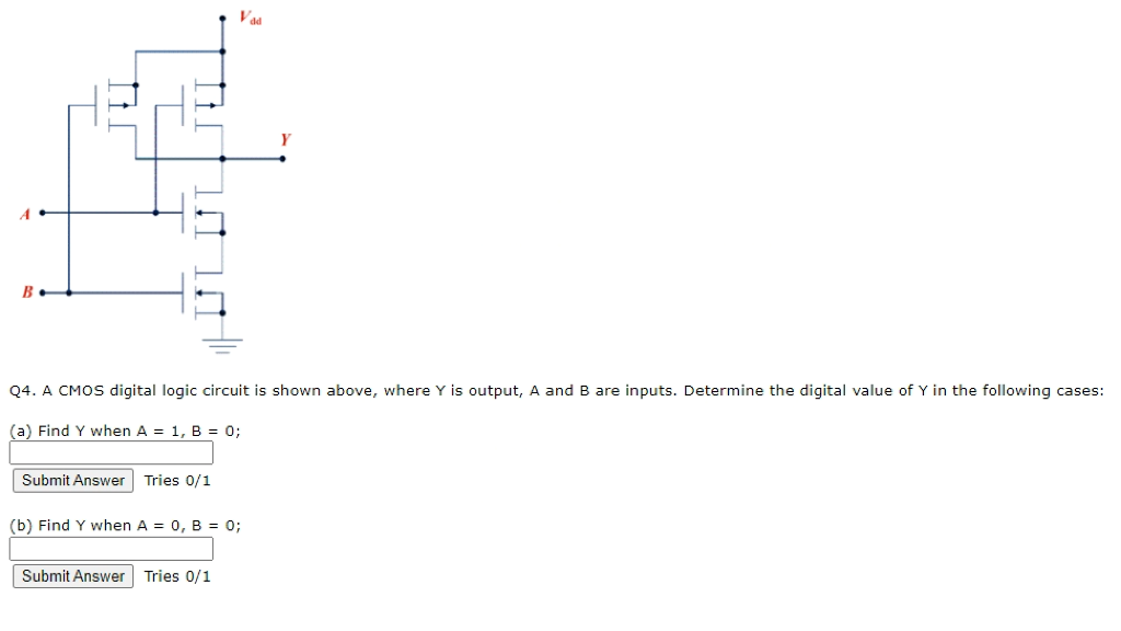Solved Vad JU B Q4. A CMOS digital logic circuit is shown | Chegg.com