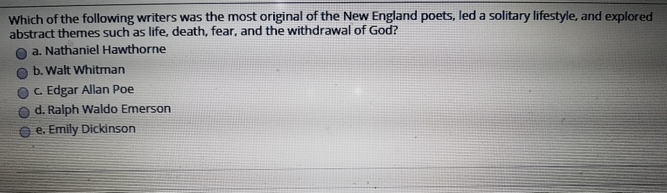 Solved Which of the following writers was the most original | Chegg.com