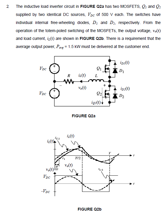Solved 2 The inductive load inverter circuit in FIGURE Q2a | Chegg.com