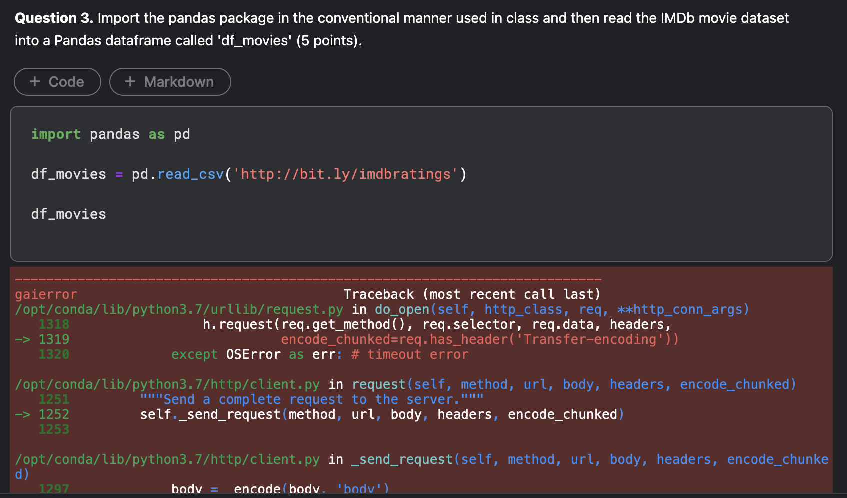 Solved Question 3. Import the pandas package in the | Chegg.com
