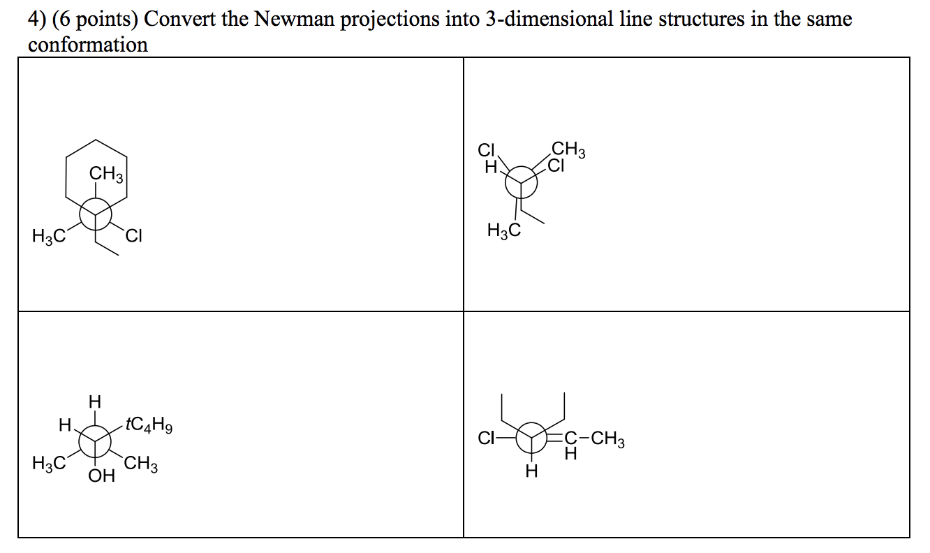 Solved 3) (6 points) Draw the conformations below as Newman | Chegg.com