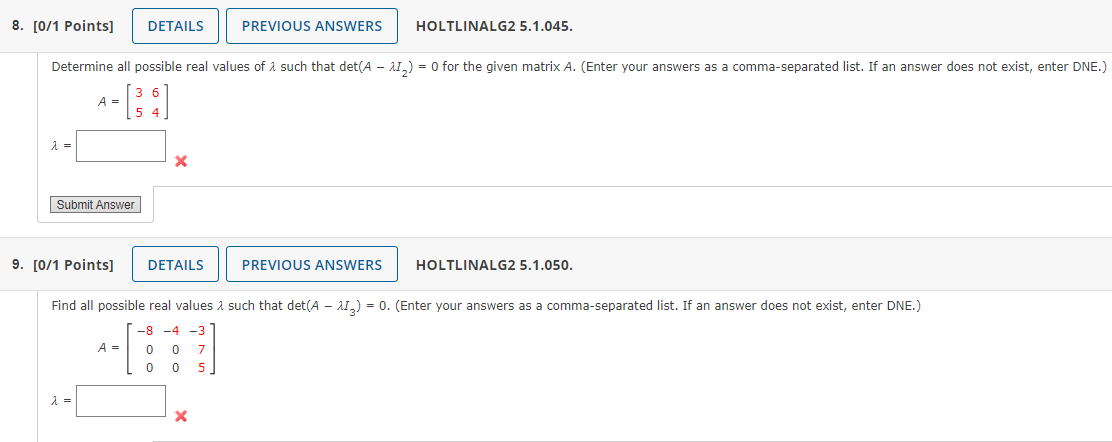 Solved Determine all possible real values of λ such that | Chegg.com