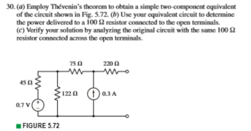 Solved 30. (a) Employ Thévenin's theorem to obtain a simple | Chegg.com