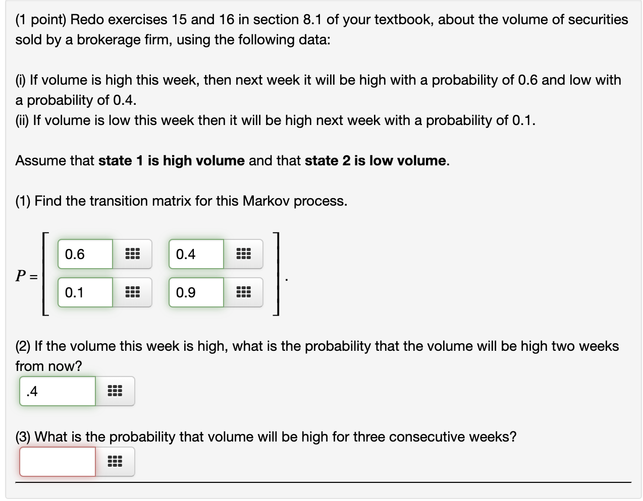 Solved (1 point) Redo exercises 15 and 16 in section 8.1 of | Chegg.com