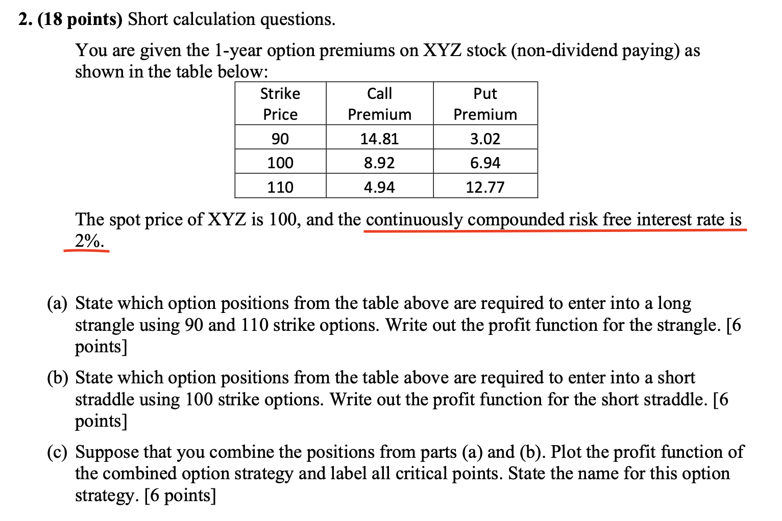 Solved Put 2. (18 points) Short calculation questions. You | Chegg.com