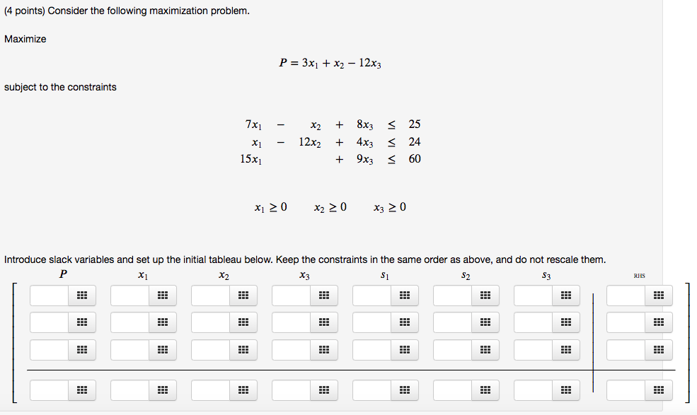 Solved (4 points) Consider the following maximization | Chegg.com