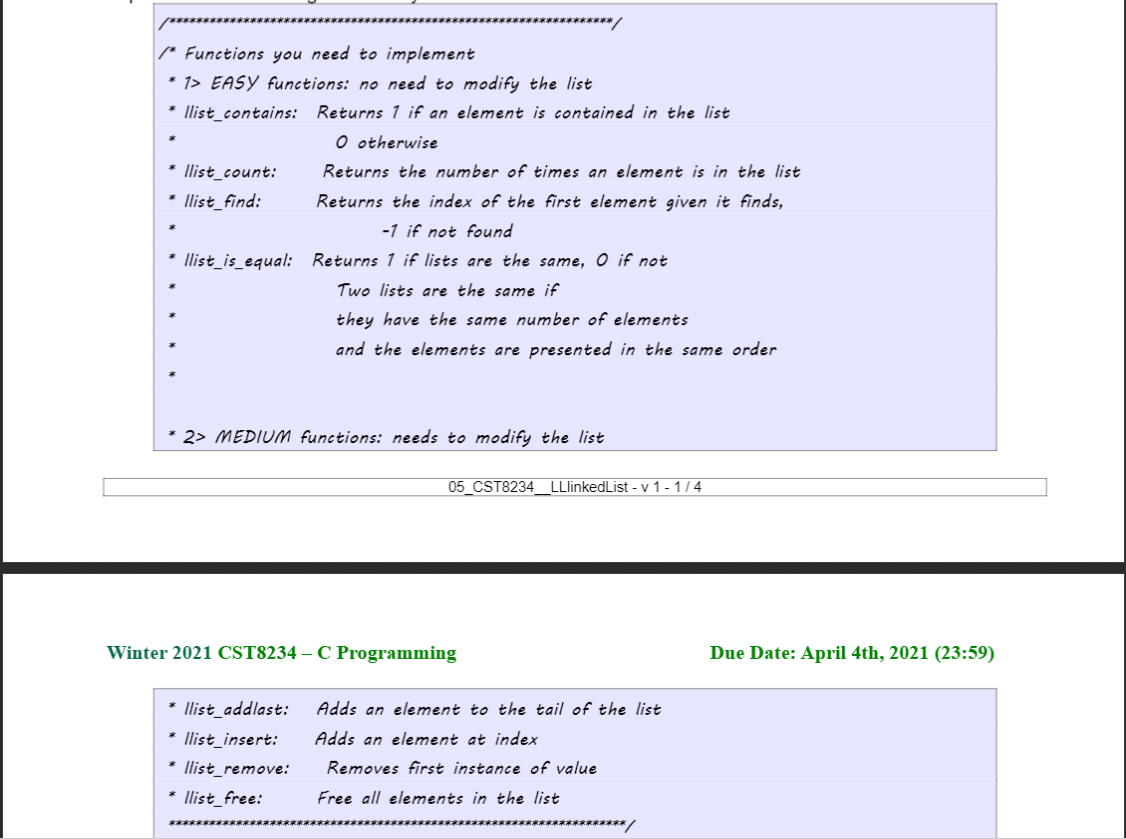 Winter 2021 CST8234-C Programming Due Date: April | Chegg.com