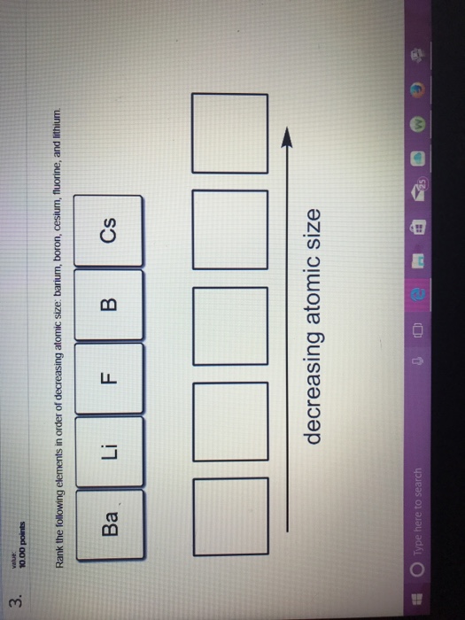 Solved 3· 10 00 Points Rank The Following Elements In Order