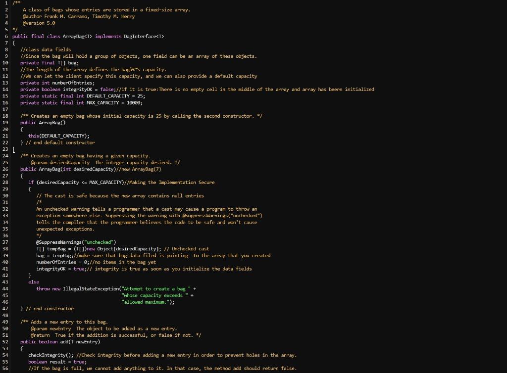 Solved Can you edit the ArrayBagDemo so the output can be | Chegg.com