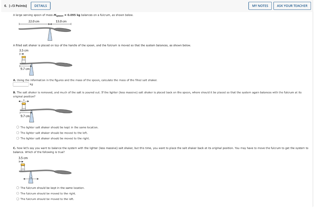 Solved A large serving spoon of mass Mspoon =0.095kg | Chegg.com