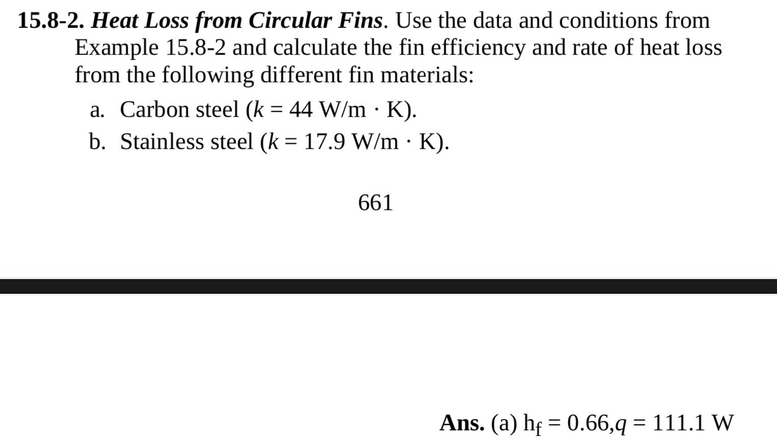 Solved Example 15.8-2 EXAMPLE 15.8.-2. Fin Efficiency and | Chegg.com