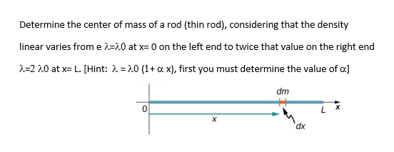 Solved Determine the center of mass of a rod (thin rod), | Chegg.com