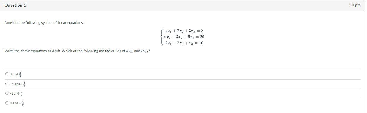 Solved Consider the following system of linear equations | Chegg.com