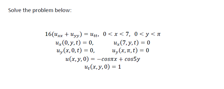 Solved Solve the problem below: 16(uxx + Uyy) = Utt, 0 | Chegg.com