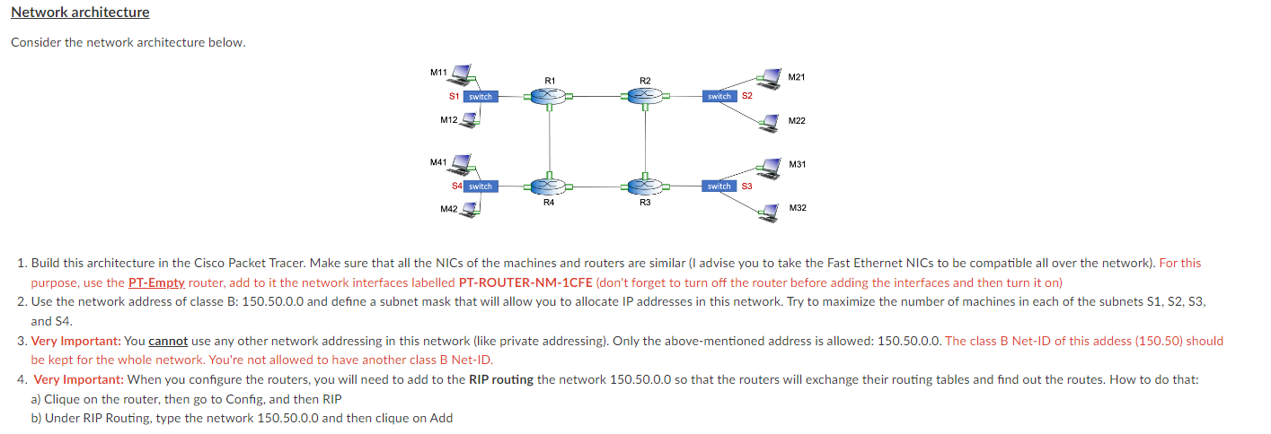 Solved Network architecture Consider the network | Chegg.com
