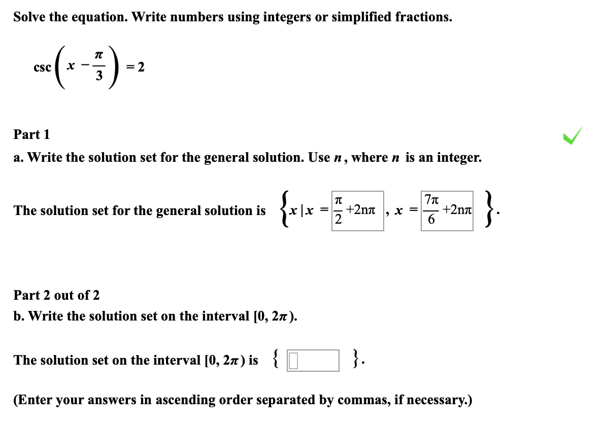 Solved Solve the equation. Write numbers using integers or | Chegg.com