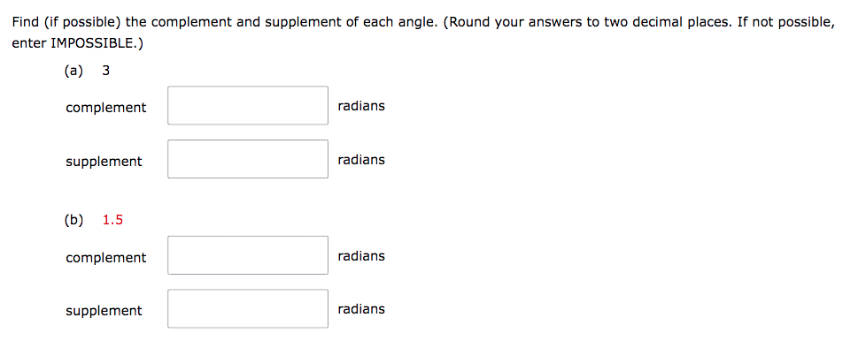 Solved Find (if possible) ﻿the complement and supplement of | Chegg.com