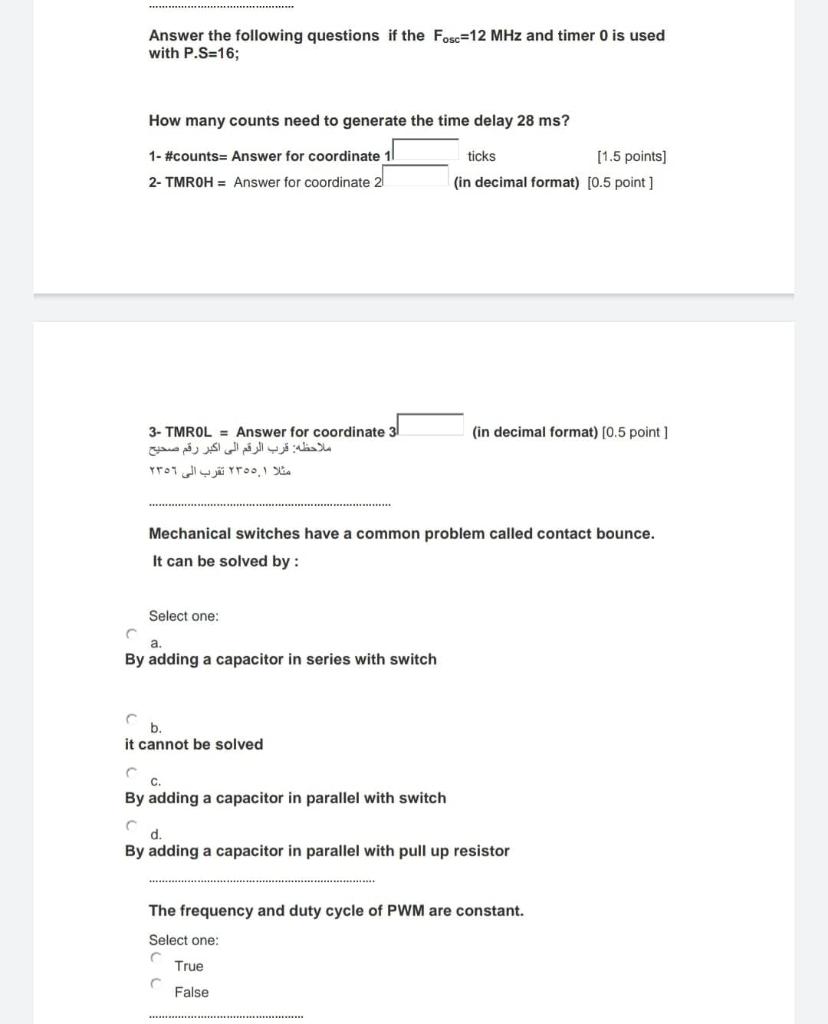 Solved Answer The Following Questions If The Fosc 12 Mhz And 5320