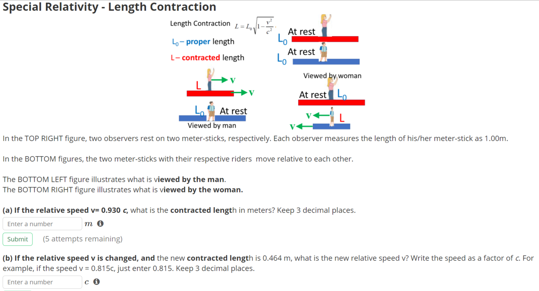 Solved L=Lo1 Special Relativity - Length Contraction Length | Chegg.com