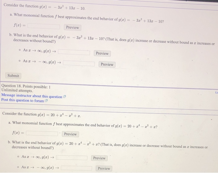 Solved a. Determine the end behavior of the function | Chegg.com