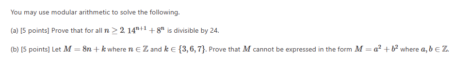 You may use modular arithmetic to solve the | Chegg.com
