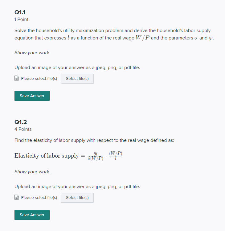 Solved Q1 Household utility maximization 6 Points A | Chegg.com