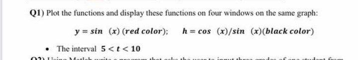Solved Q1 Plot The Functions And Display These Functions On 8888