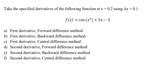 Solved Take the specified derivatives of the following | Chegg.com