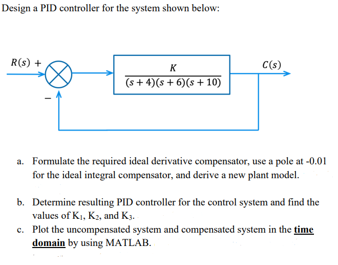 Design a PID controller for the system shown below: | Chegg.com