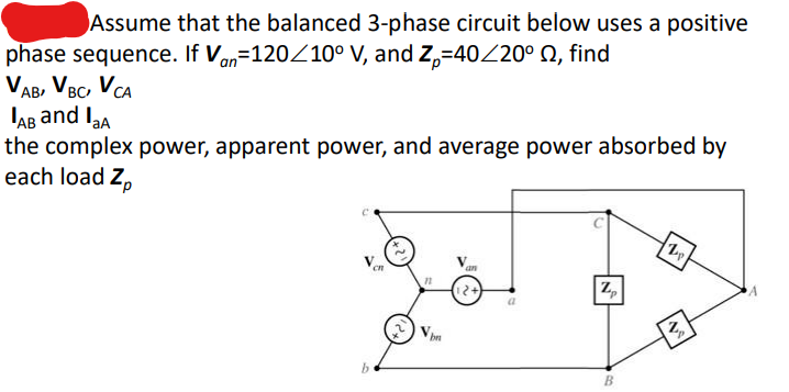 Solved Assume that the balanced 3-phase circuit below uses a | Chegg.com